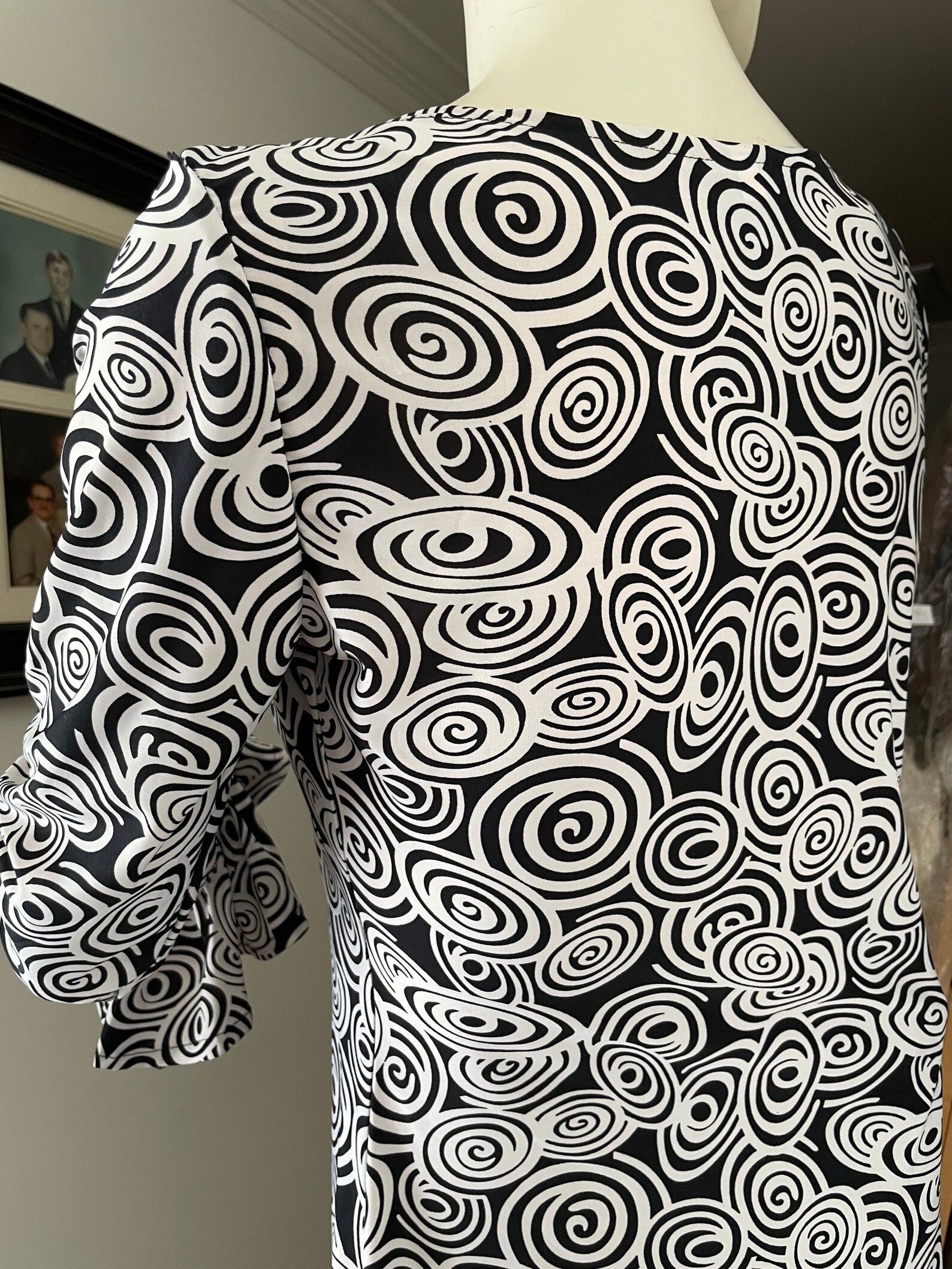 Sweet 70s Sizzler Style Mini Dress Vintage 90s Mod in Black and White ...