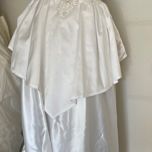 Elegant 80s Form Fitting Satin Wedding Gown With Peplum Style ...