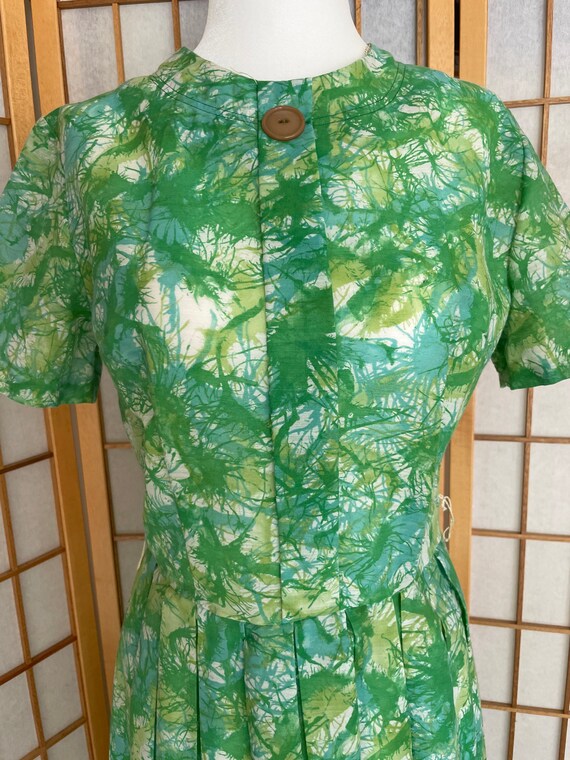 Crisp Green 50s Pleated Shirtdress, June Cleaver Styl… - Gem