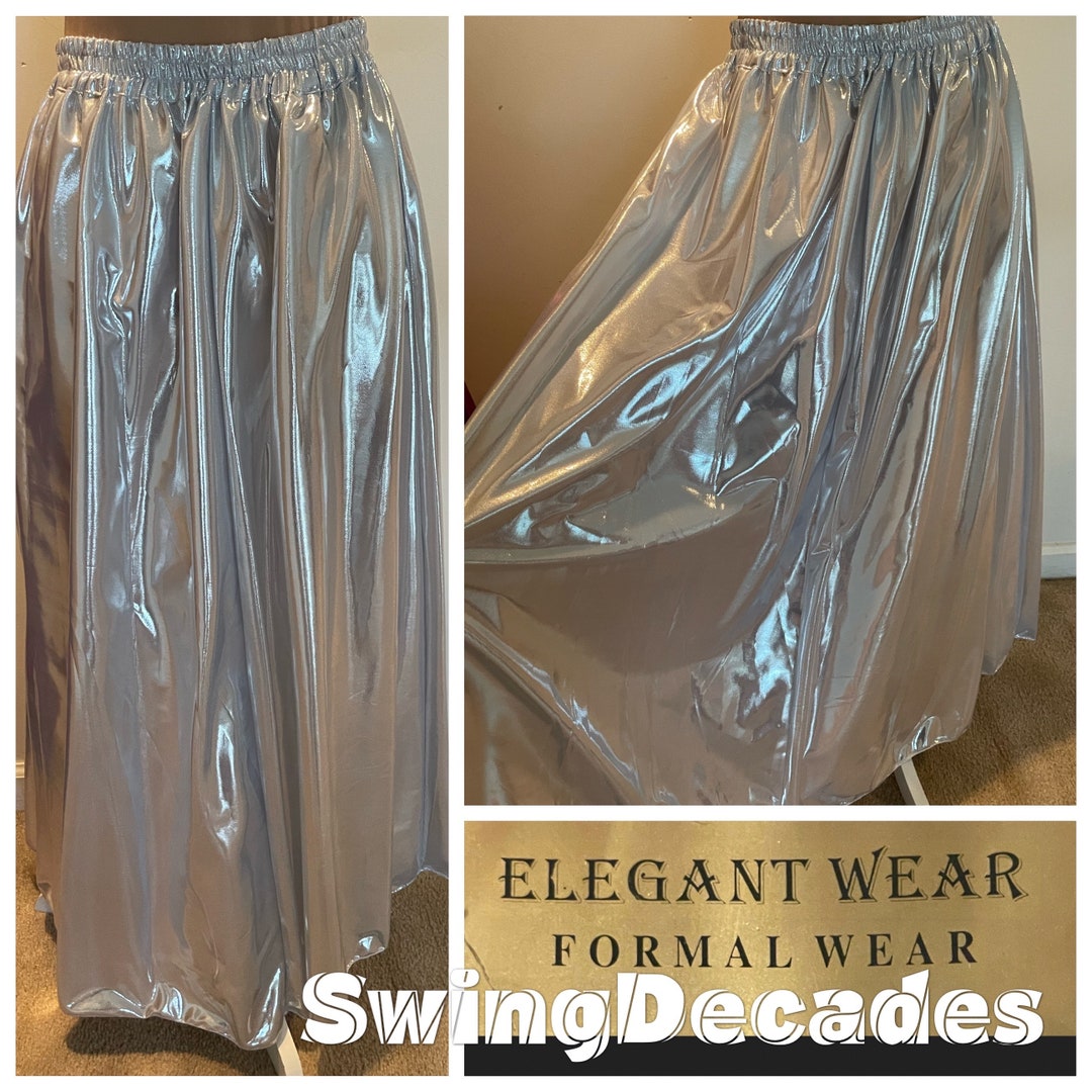 Metallic Silver Sheen Formal Skirt by Elegant Wear Never Worn New With ...