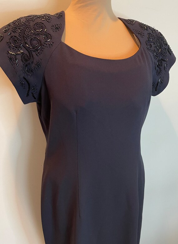 Rich Deep Blue 90s Dress with Beaded Top by Marianna … - Gem