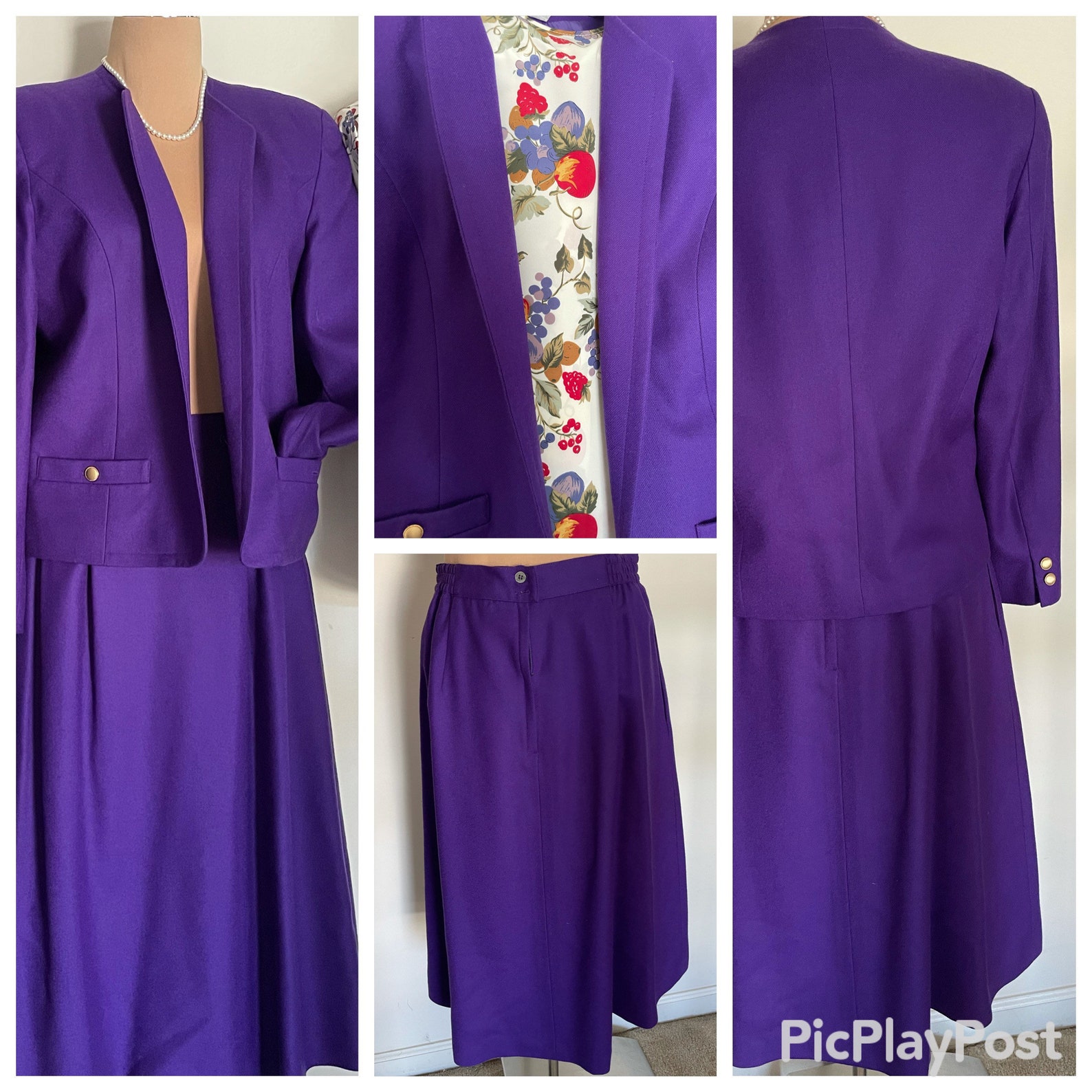 Bright Wool Suit by Talbots Petites With Waist and Skirt - Etsy