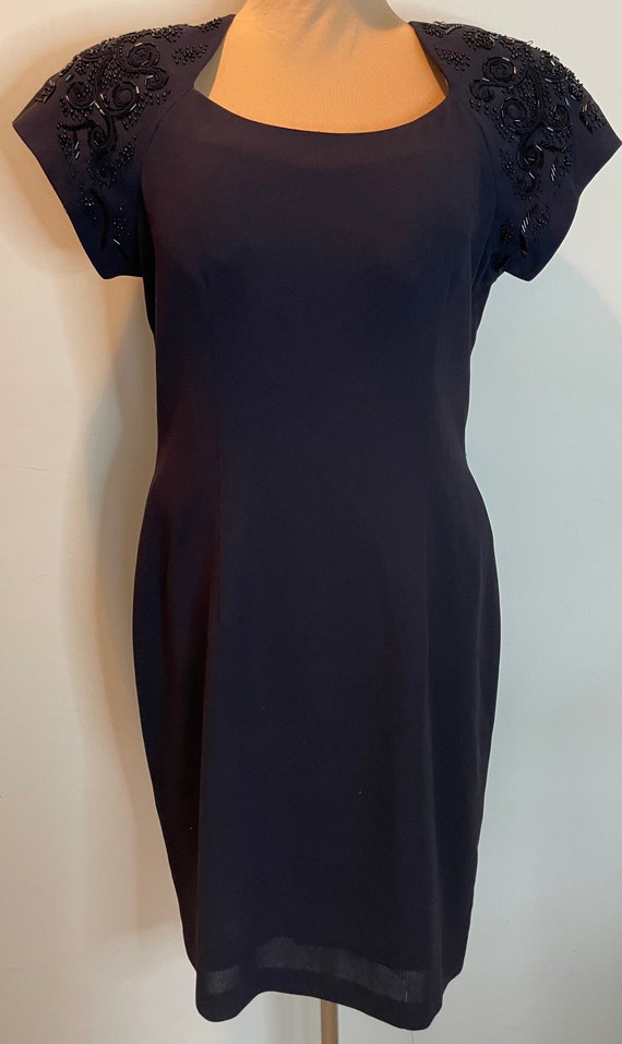 Rich Deep Blue 90s Dress with Beaded Top by Marianna … - Gem