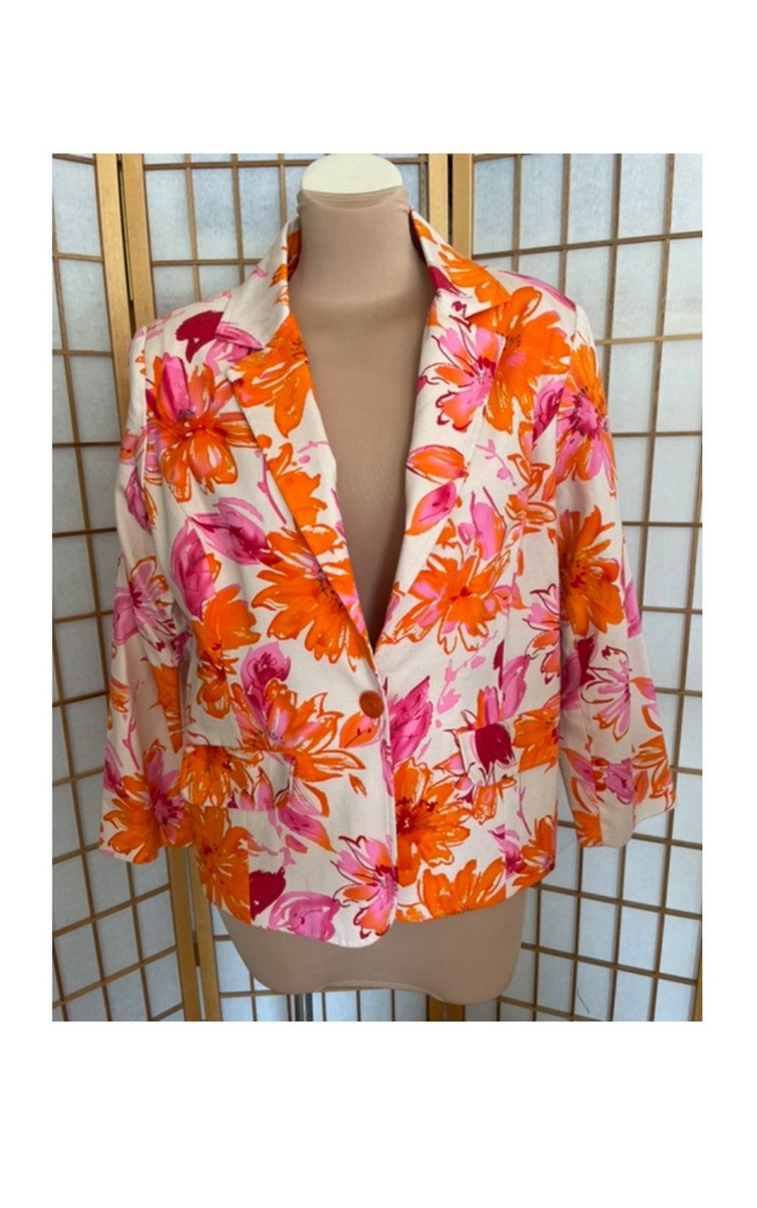 Mod Style Jacket Vintage 80s Goes 60s Flower Power by Designer Susan ...