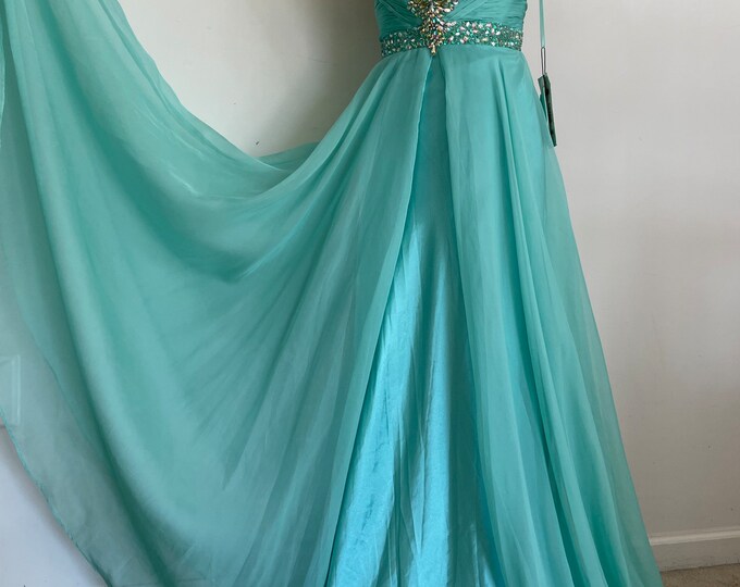 Romantic Soft Turquoise Strapless Formal Gown in Chiffon and ...