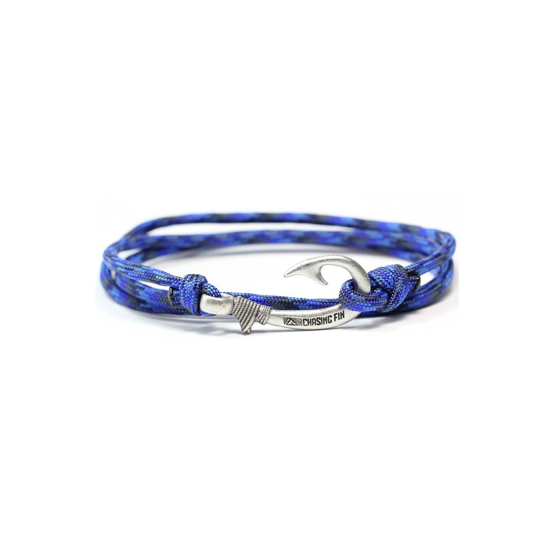 Chasing Fin Adjustable Paracord Fish Hook Bracelet denim - Etsy