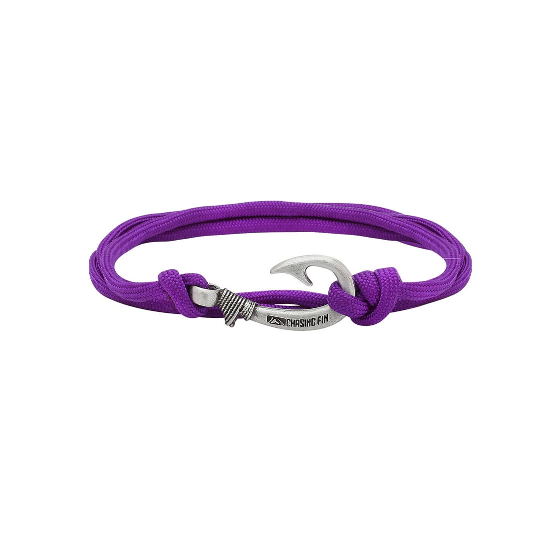 Chasing Fin Adjustable Paracord Fish Hook Bracelet purple - Etsy