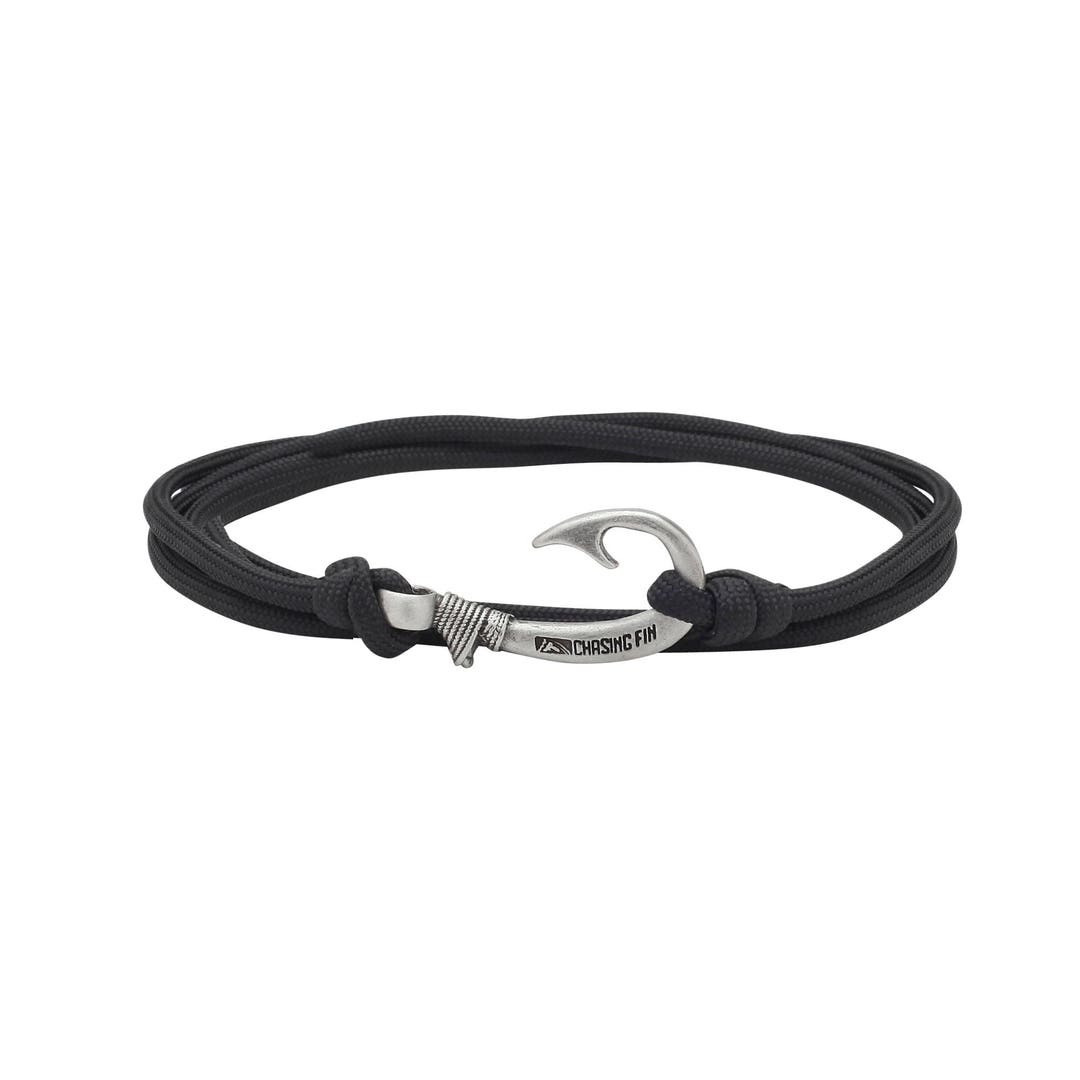 Chasing Fin Adjustable Paracord Fish Hook Bracelet black - Etsy