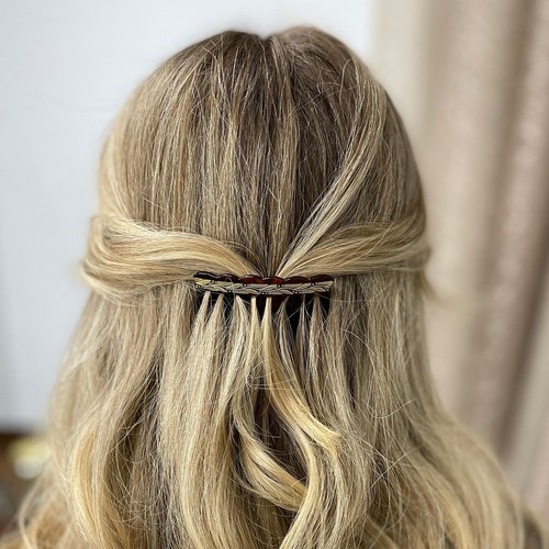 French Vintage Tortoise Shell Curved Large Hair Comb - Etsy