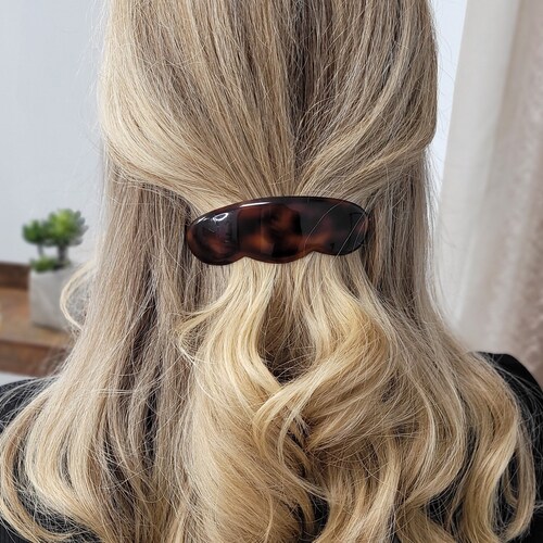 Vintage French Tortoise Shell Enclosed Leaf Hair Barrette | Etsy