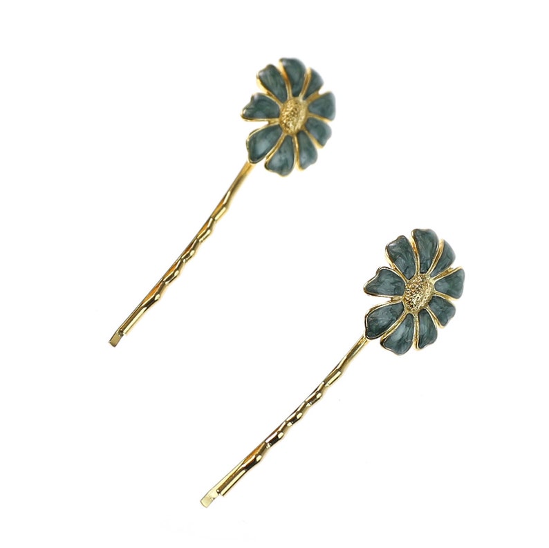 Vintage Enamel Flower Bobby Pins set of Two - Etsy