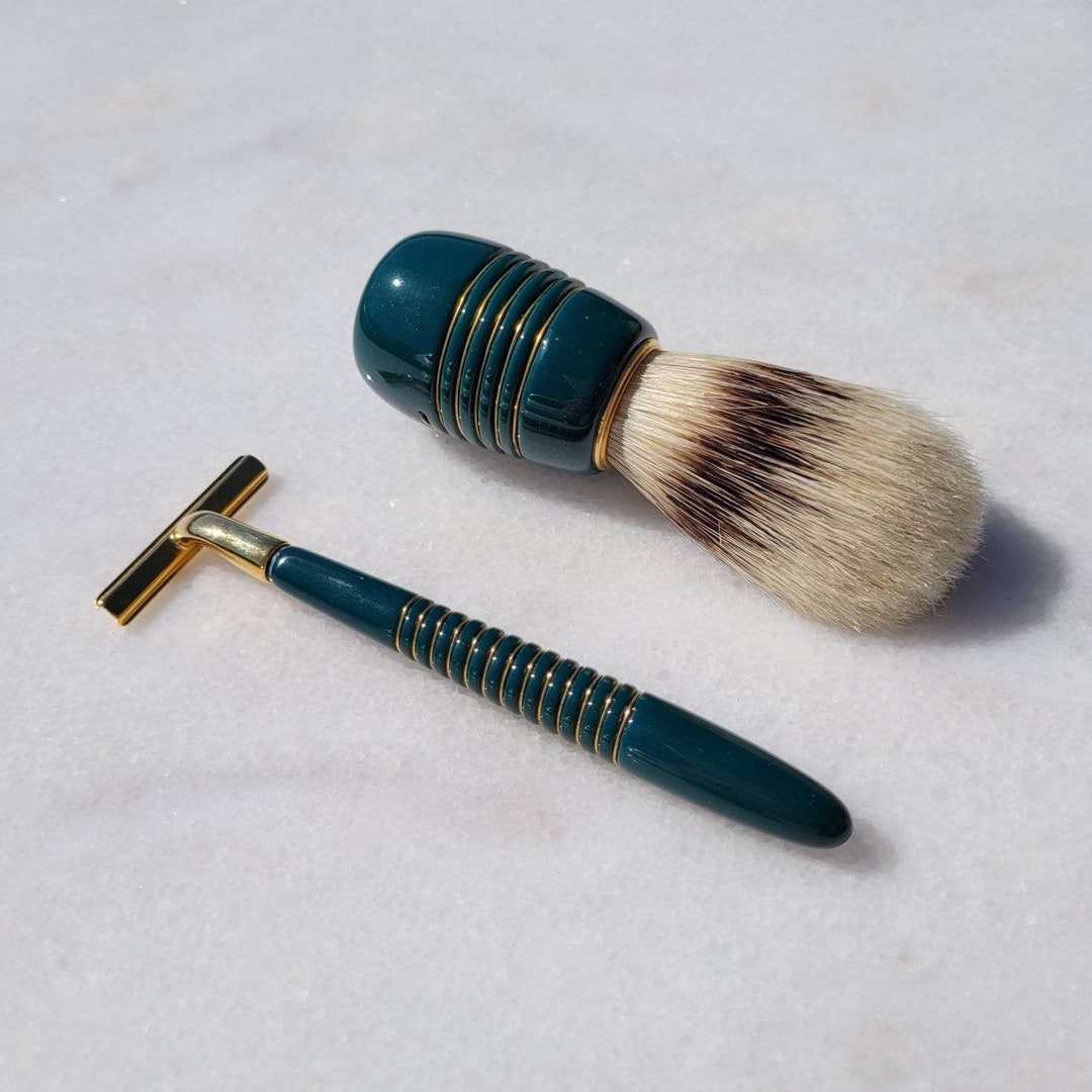 Vintage Italian Bakelite Men's Badger Hair Shaving Brush and Razor ...