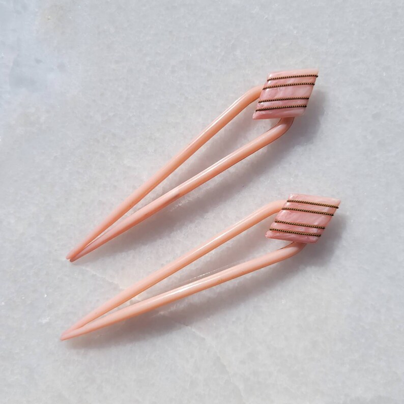 Vintage Italian Striped Diamond Wire Wrapped Hair Pins - Etsy