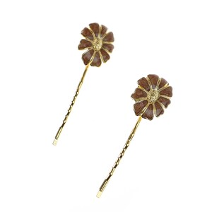 Vintage Enamel Flower Bobby Pins set of Two - Etsy
