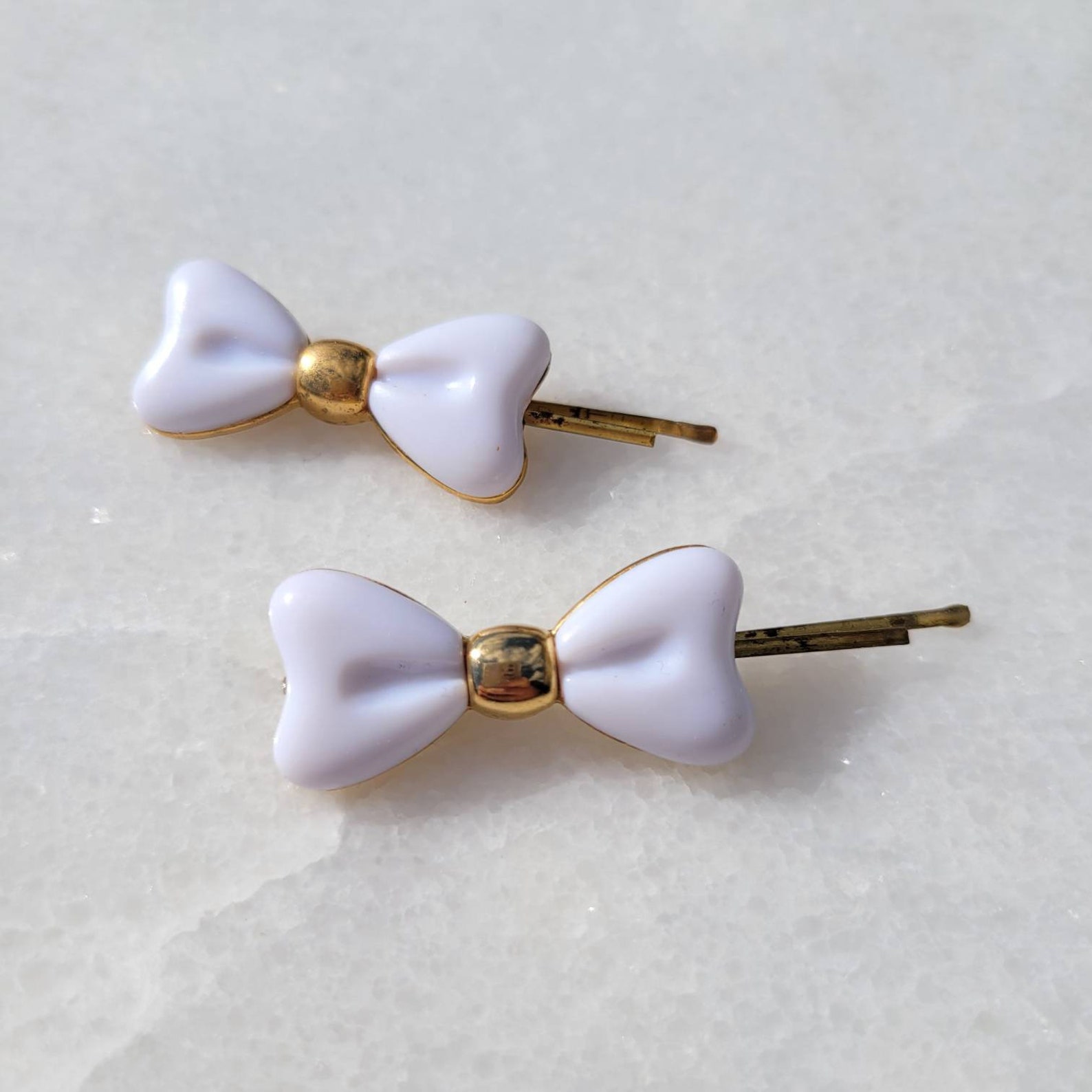 Vintage Italian Mini Bow Shaped Gold Accent Bobby Pins set of - Etsy