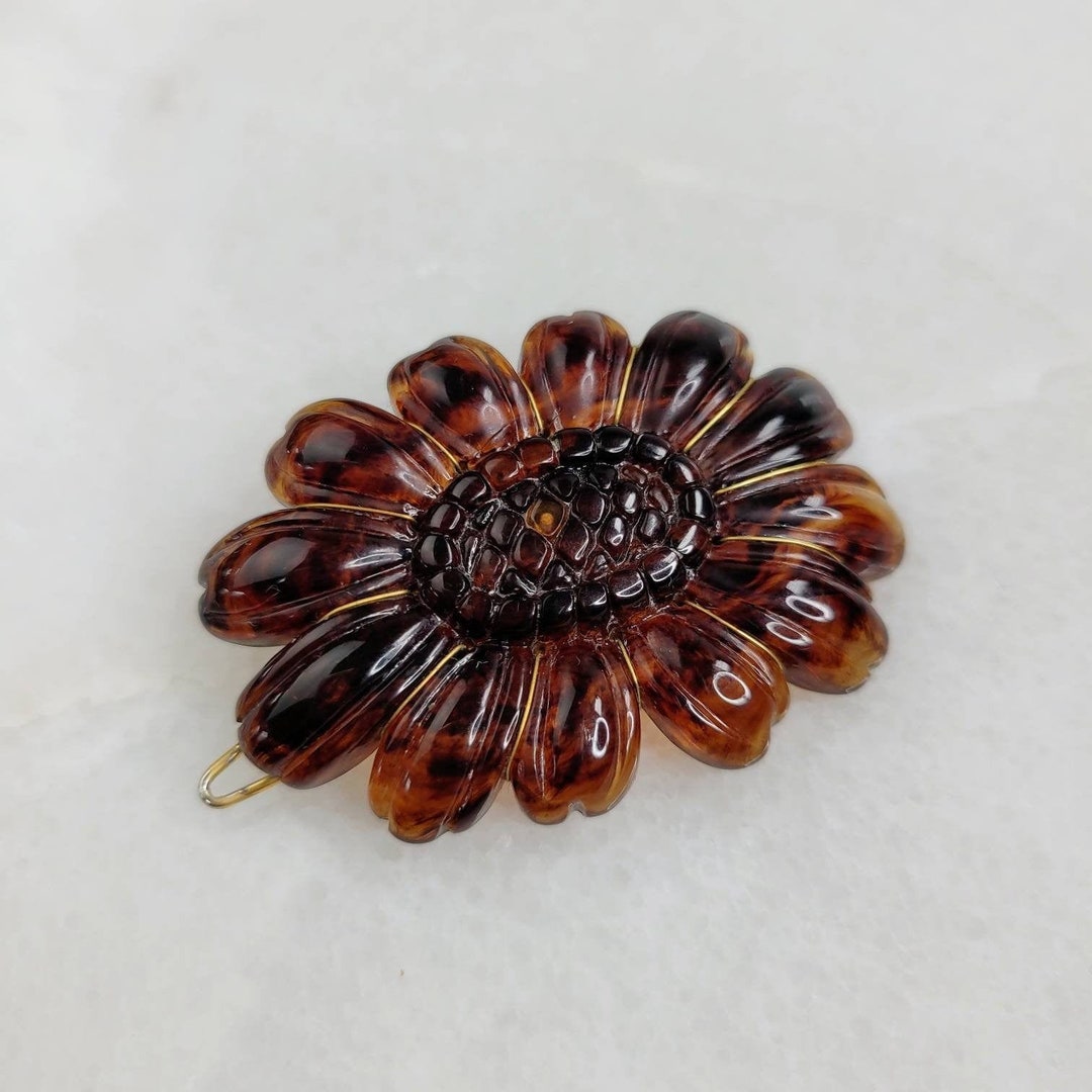 Italian Vintage Sunflower Hair Barrette on Tige Boule - Etsy