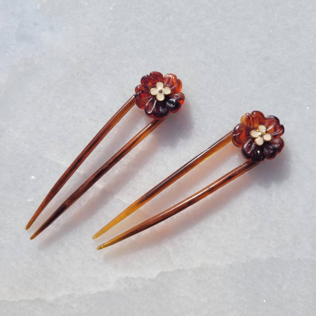 Italian Vintage Flower Hair Pins (set of Two) - Etsy