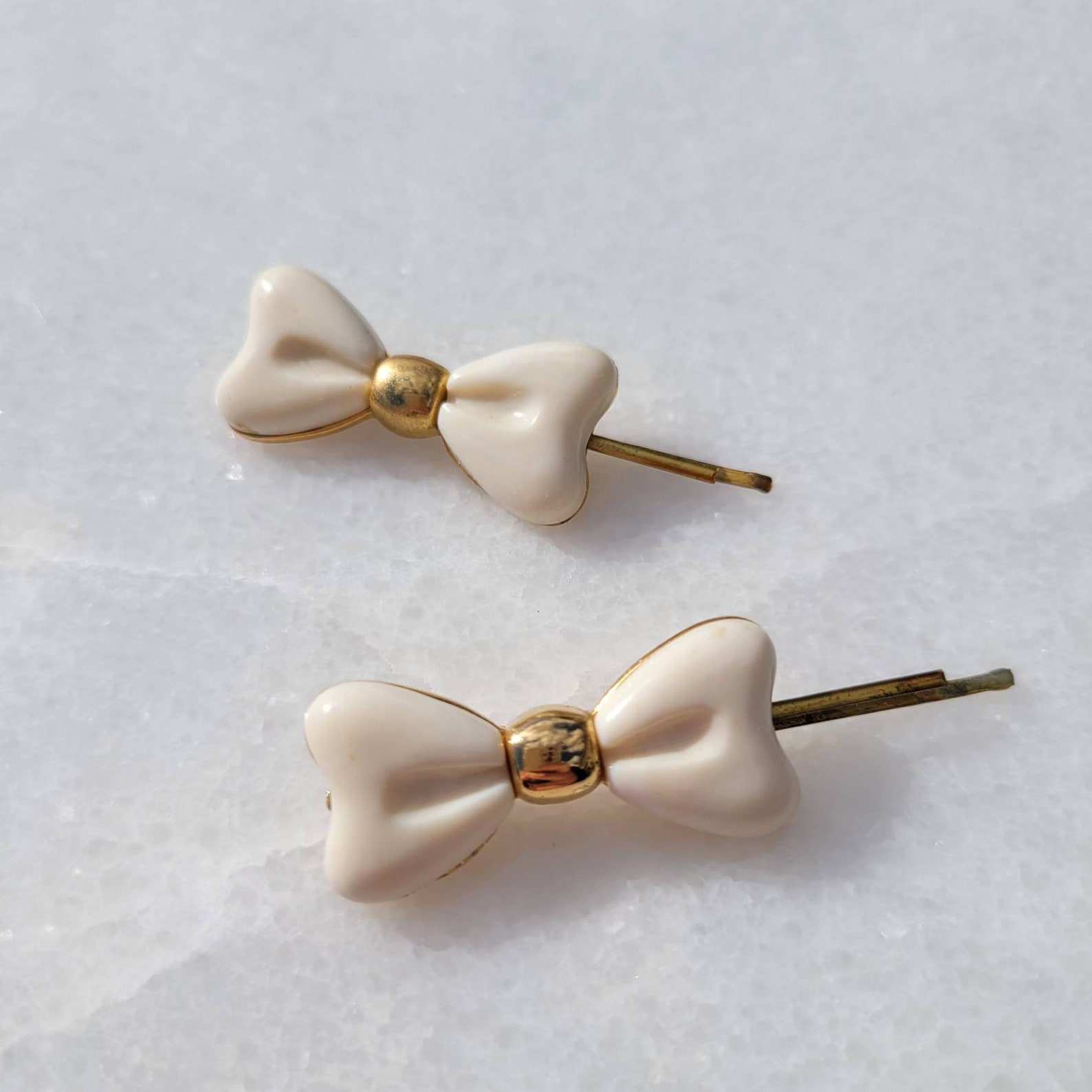 Vintage Italian Mini Bow Shaped Gold Accent Bobby Pins set of - Etsy