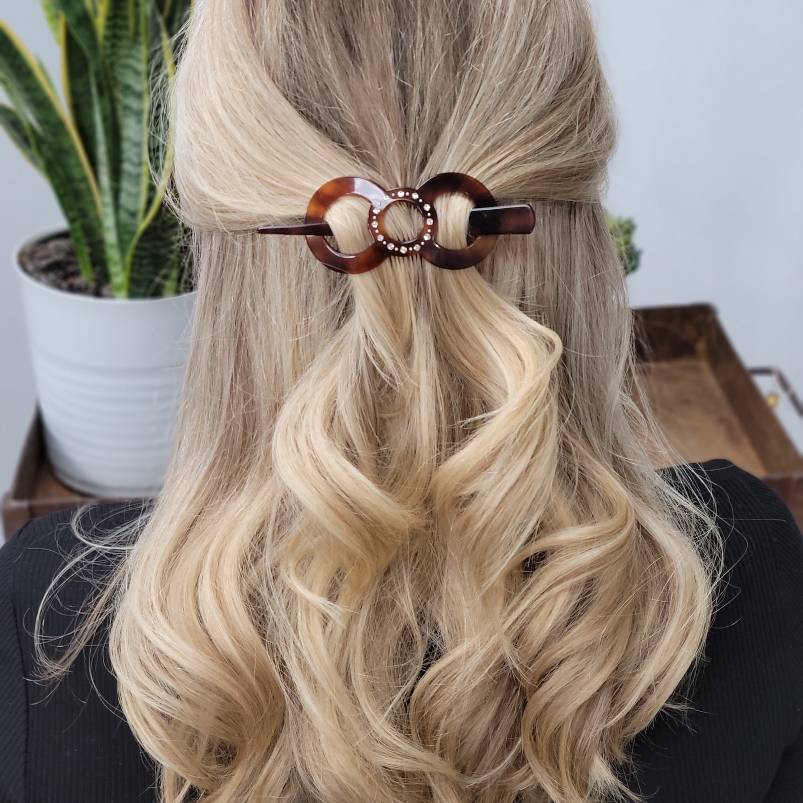 Classic Vintage French Ponytail Holder With Crystals and Hair - Etsy