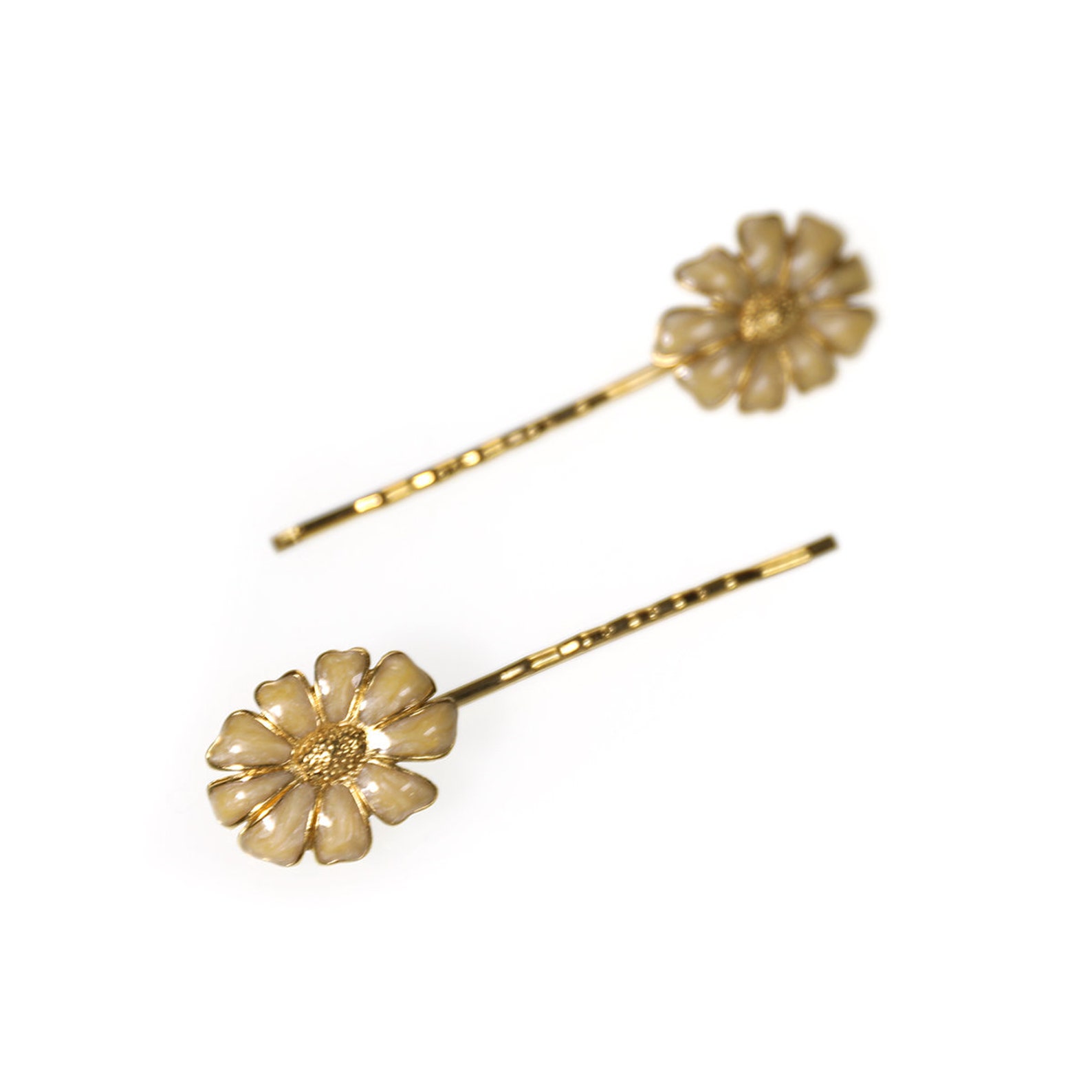Vintage Enamel Flower Bobby Pins set of Two - Etsy
