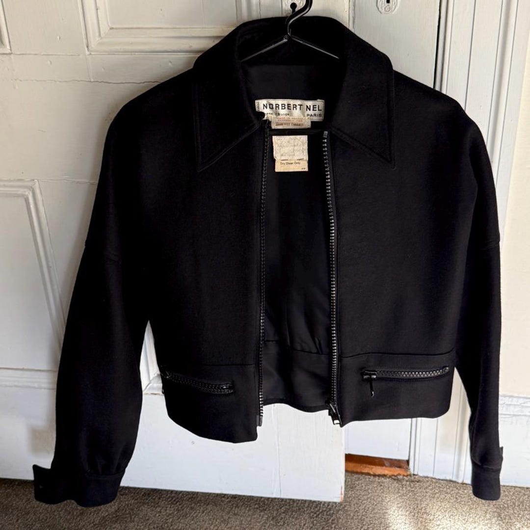 Vintage Norbert Nel Black Wool Bomber Jacket C. 1968. "made Expressly ...