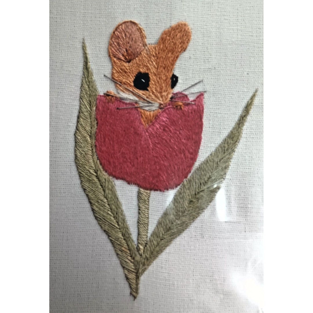 Crewel Embroidery Kit Tulip Mouse Jo-ann Jenkins Woodland Threads 2002 ...