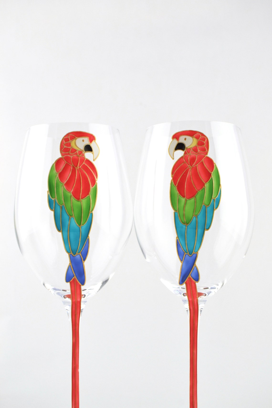Parrot Wine Glasses | Etsy