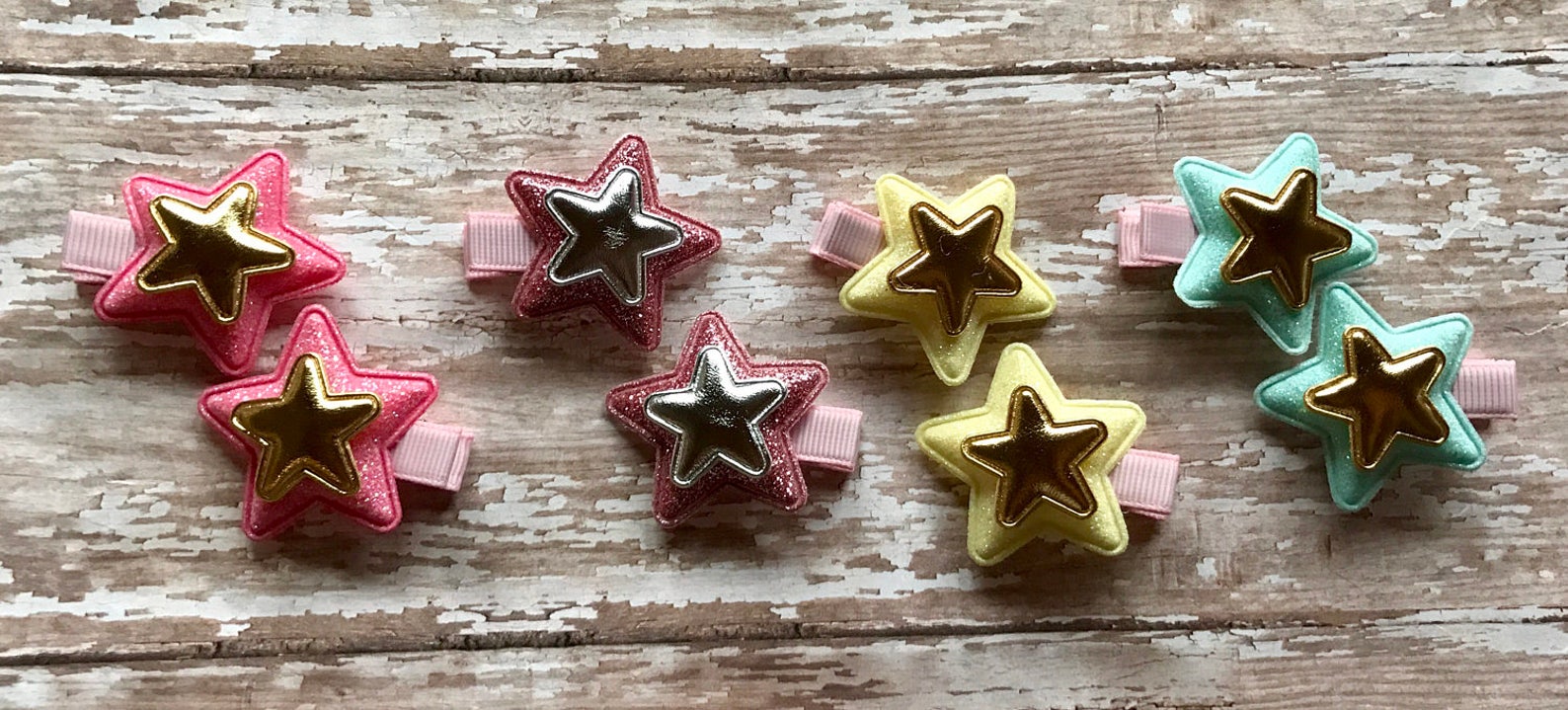 Adorable Glitter Star clips MANY COLORS Set of 2 ribbon | Etsy