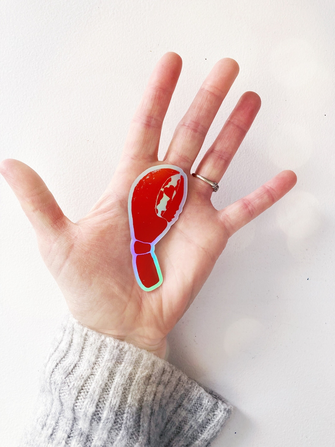 Mini Holographic Lobster Love Sticker - Etsy