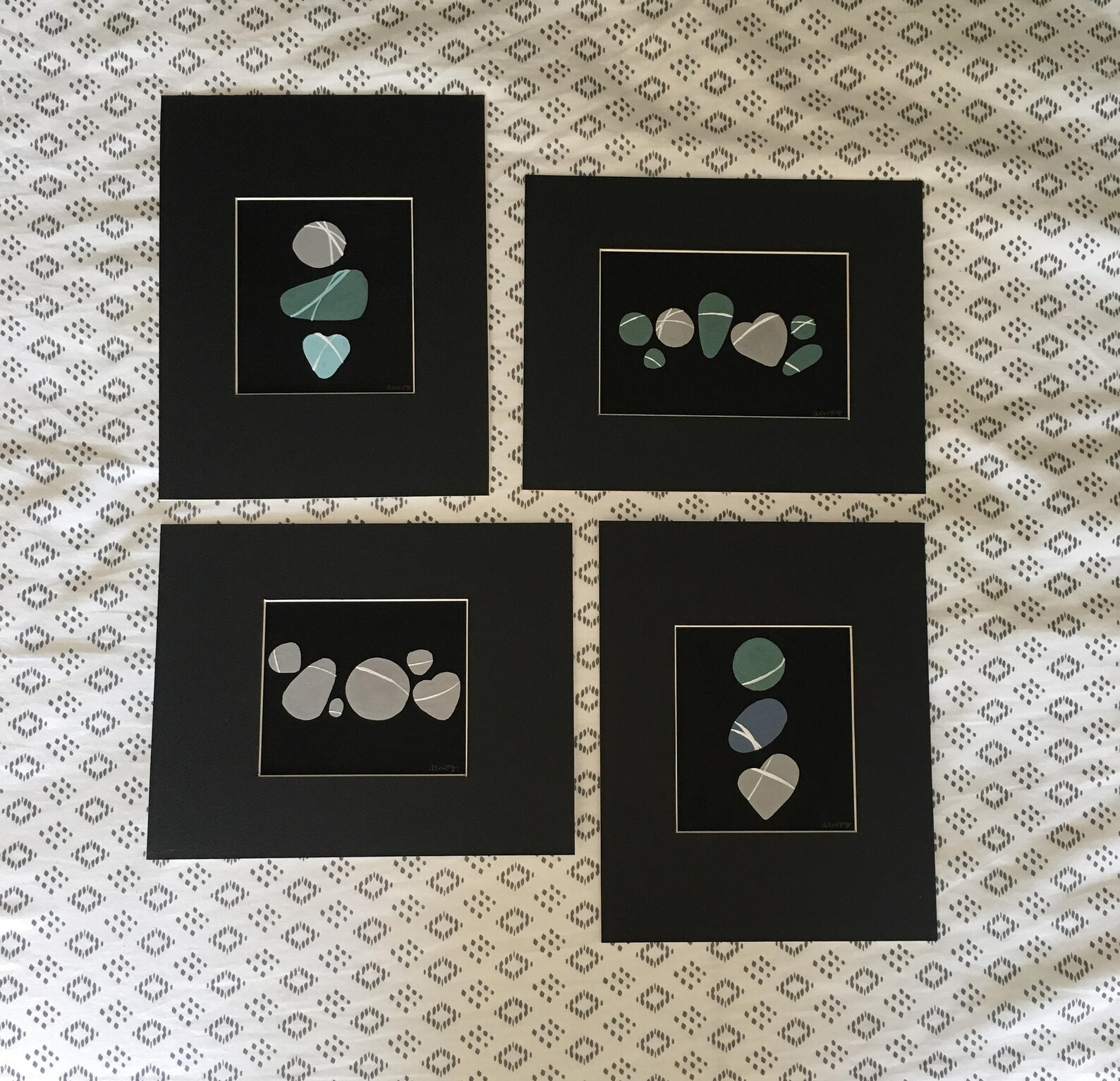 Lucky Rocks, Original Watercolor Painting, 8X10 With Mat, River Rocks ...