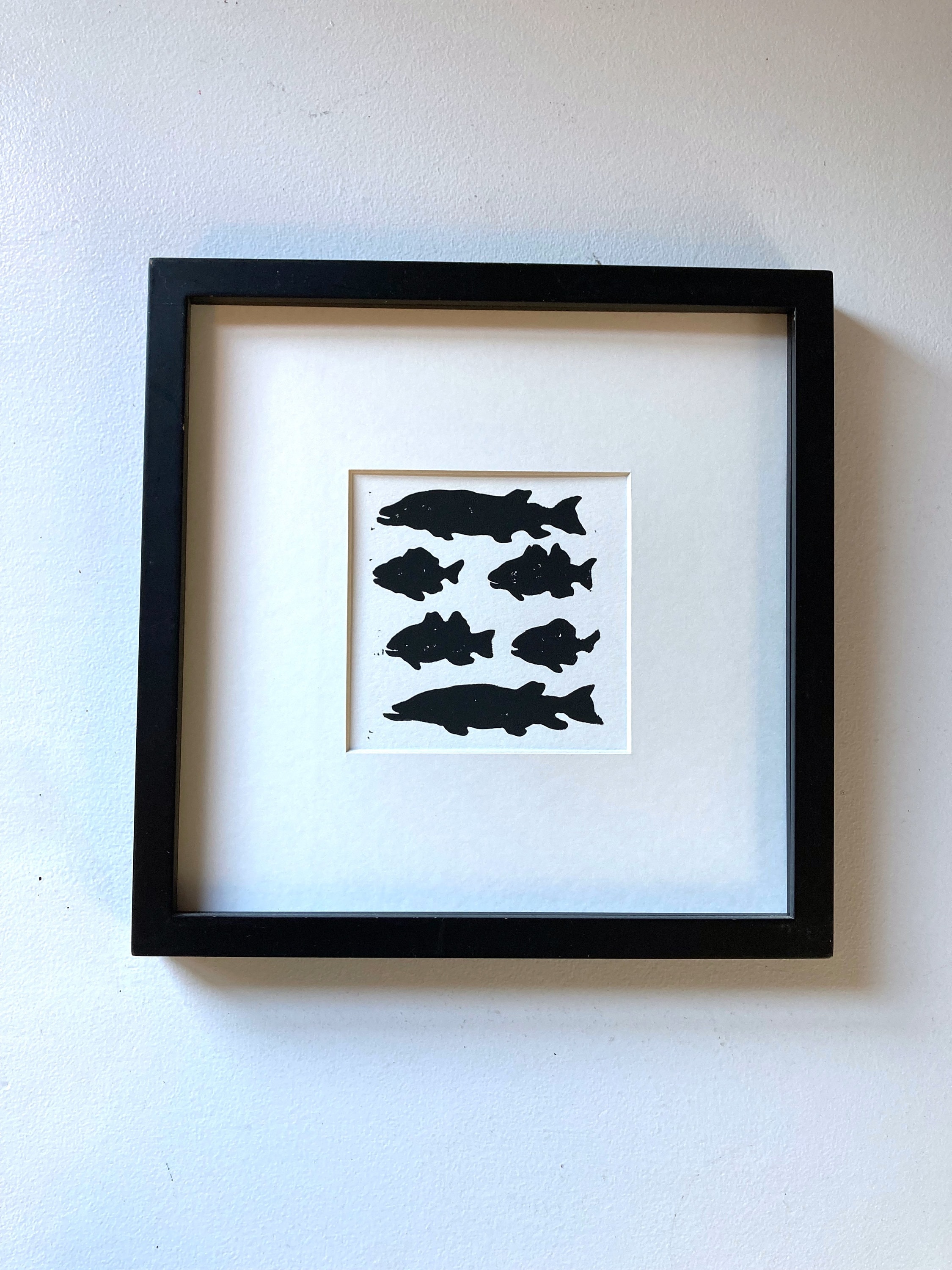 Lake Fish Block Printed Wall Art, Black on White Paper, 5X7 - Etsy