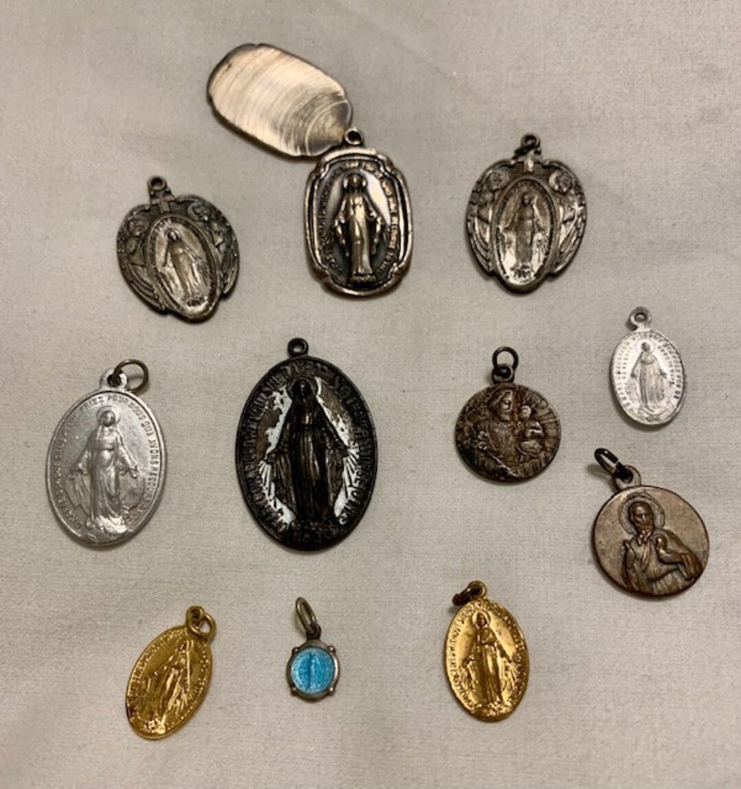 11 Religious Medals Sterling Silver and Gold Plated Medals - Etsy
