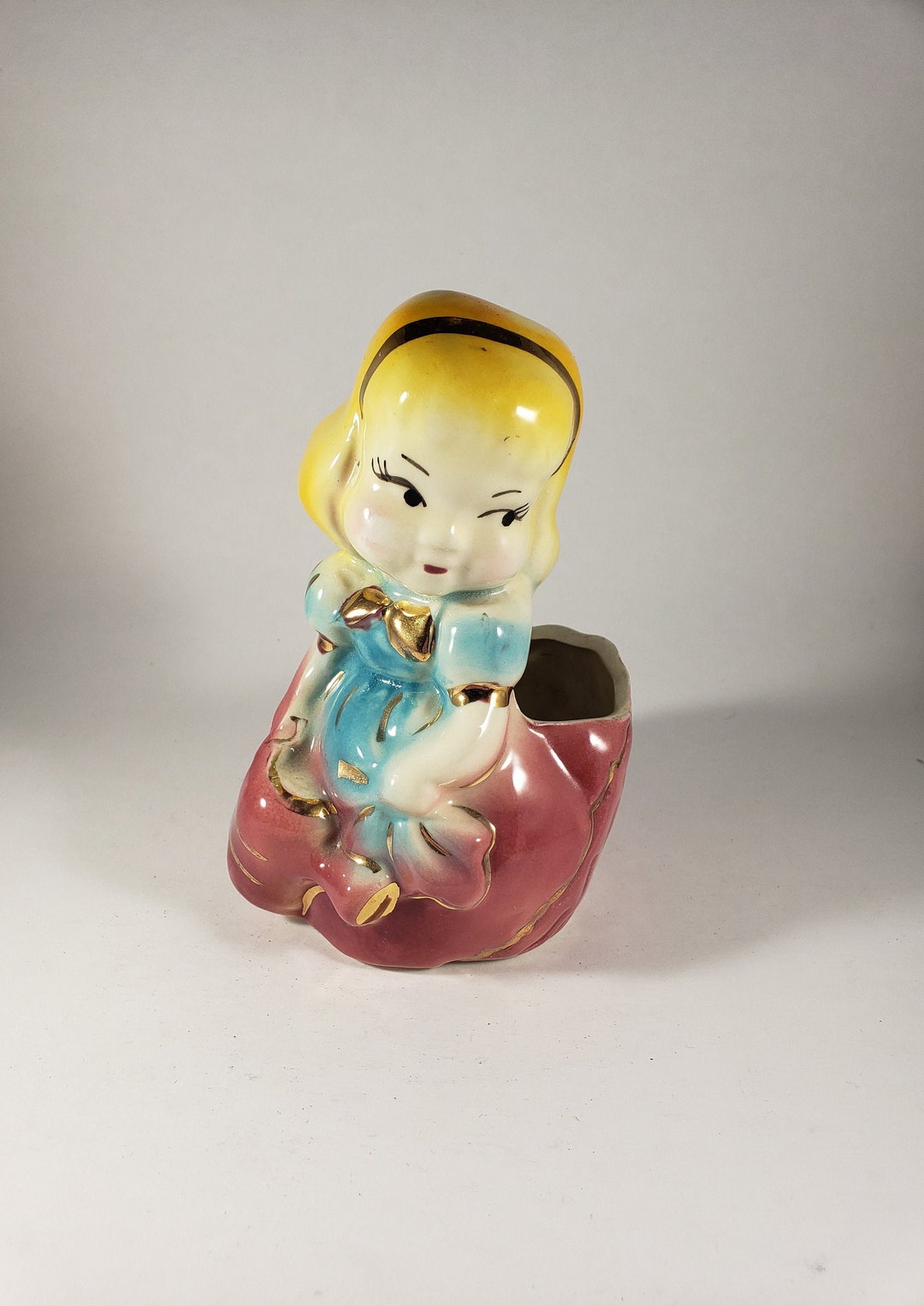 Vintage Girl Planter Cute Lady Planter Indoor Planter Vintage Blonde ...