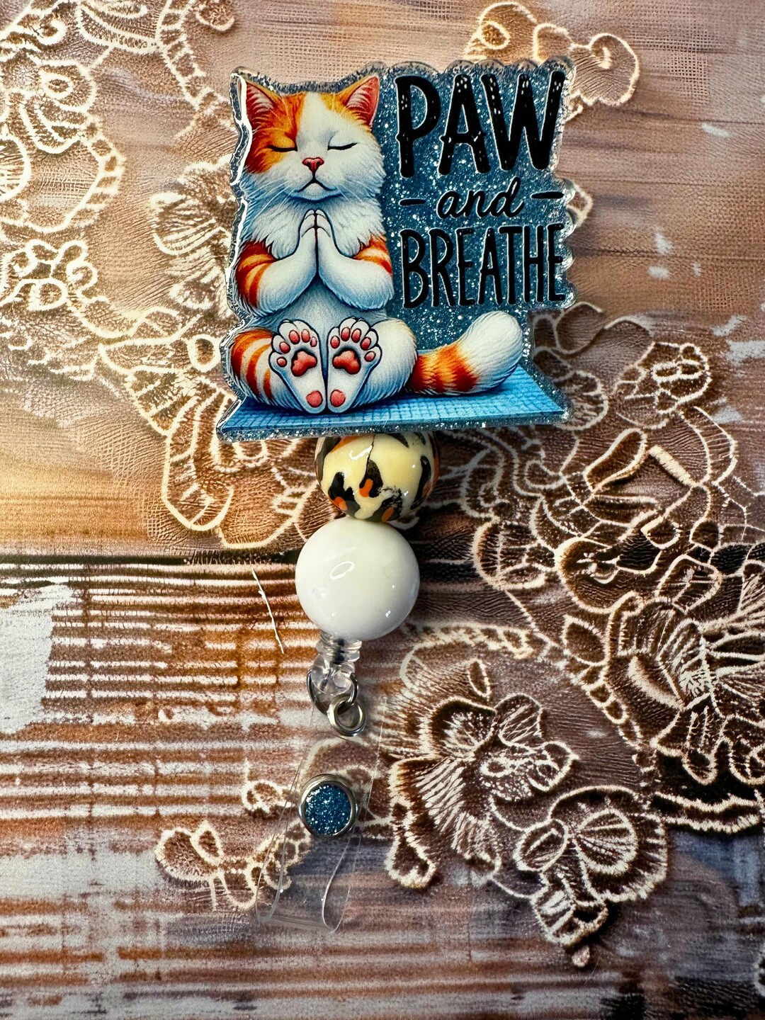 Orange Tabby Cat Paw and Breathe Badge Reel - Etsy