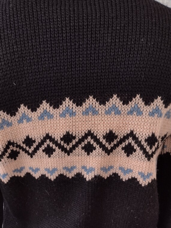 Vintage 1940s/1950s Black/pink Snowflake Cardigan by … - Gem