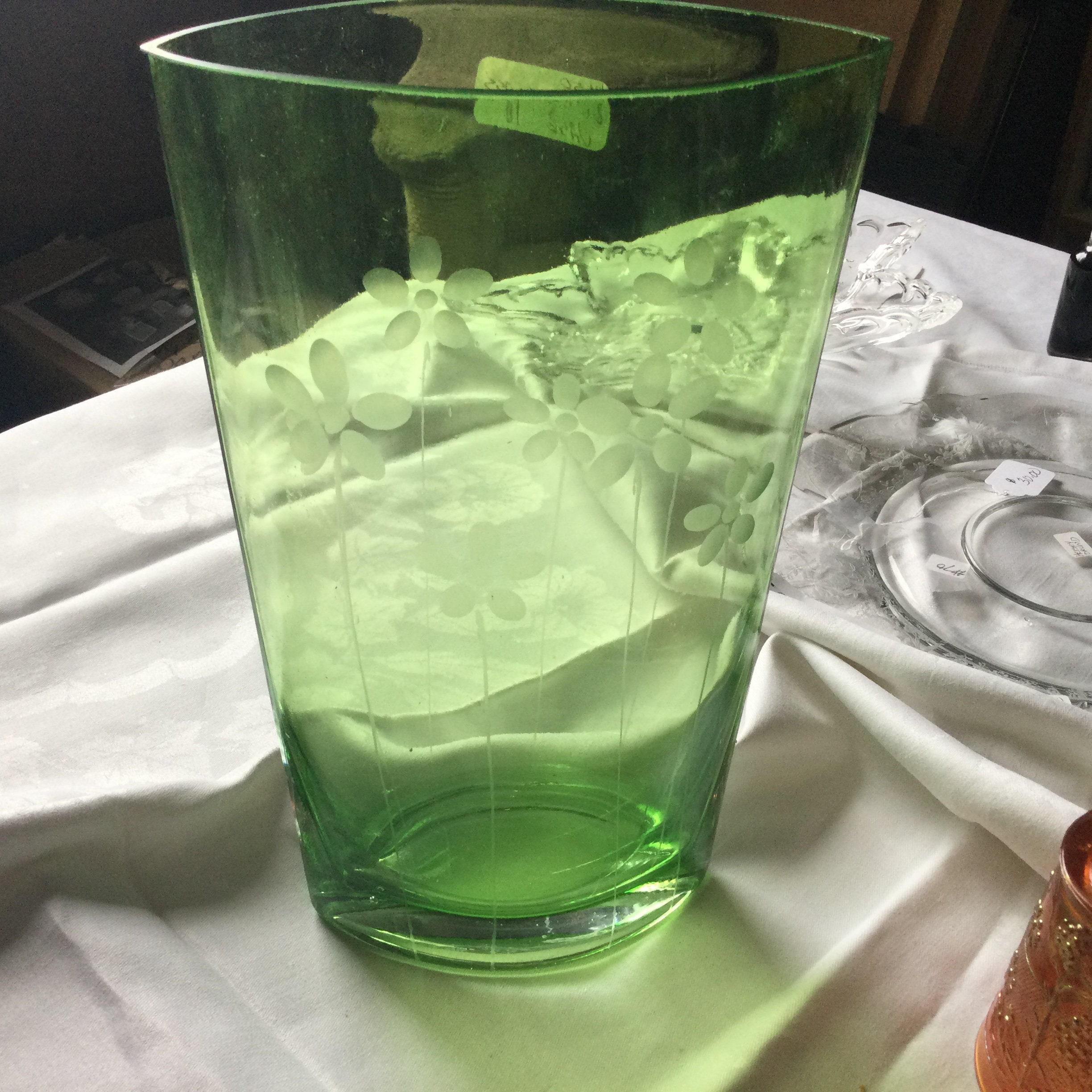 Uranium Vaseline Glass Vase - Etsy