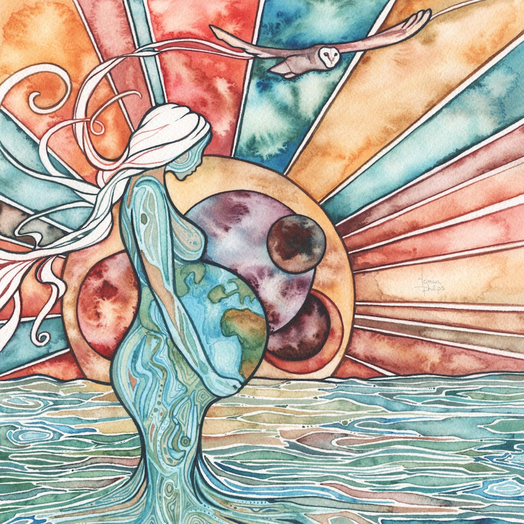 Large Print Rebirth Original Watercolour Art Paper Print, Pregnant ...