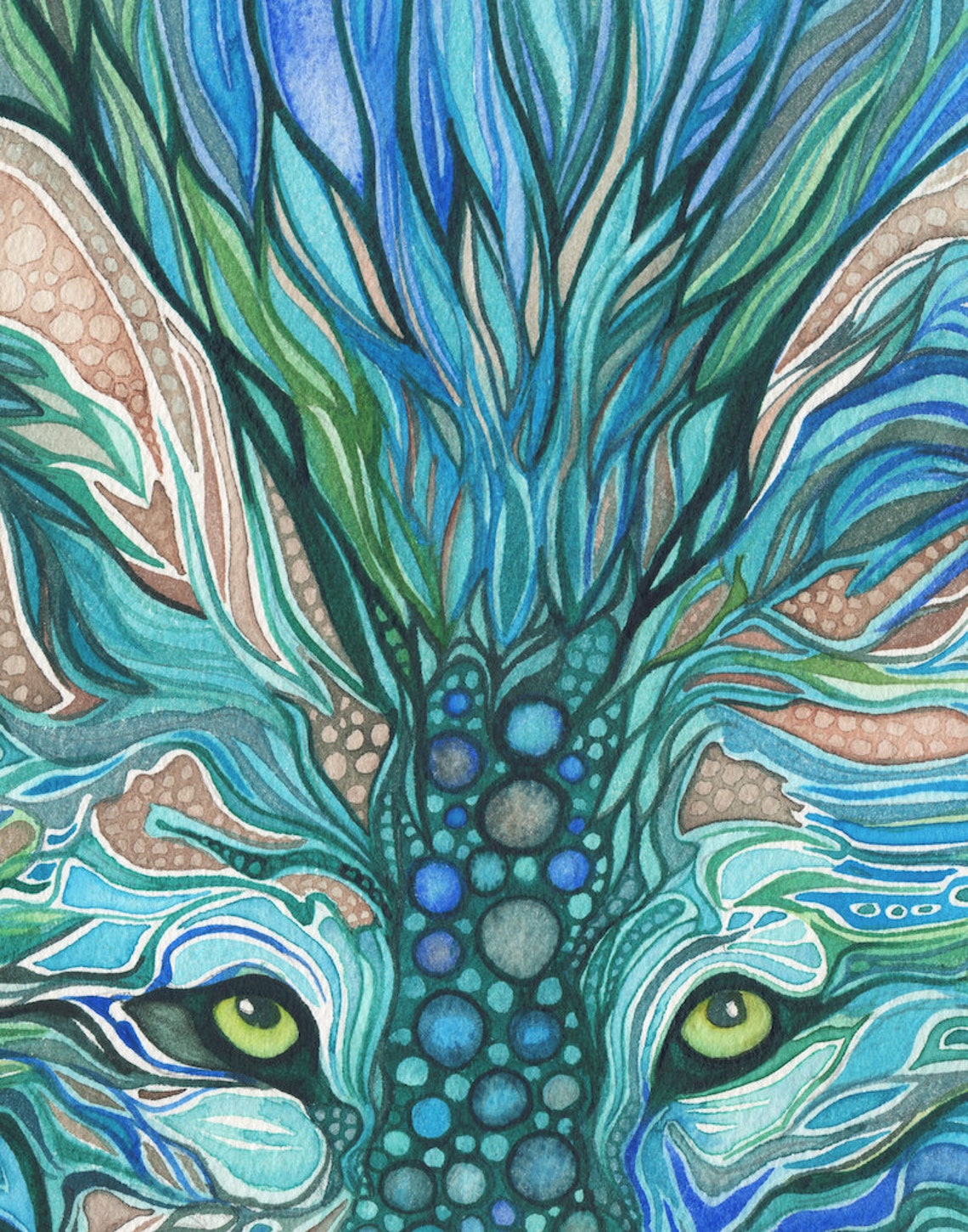 Water Wolf Print of Watercolour Painting Sea Wolf Animal - Etsy