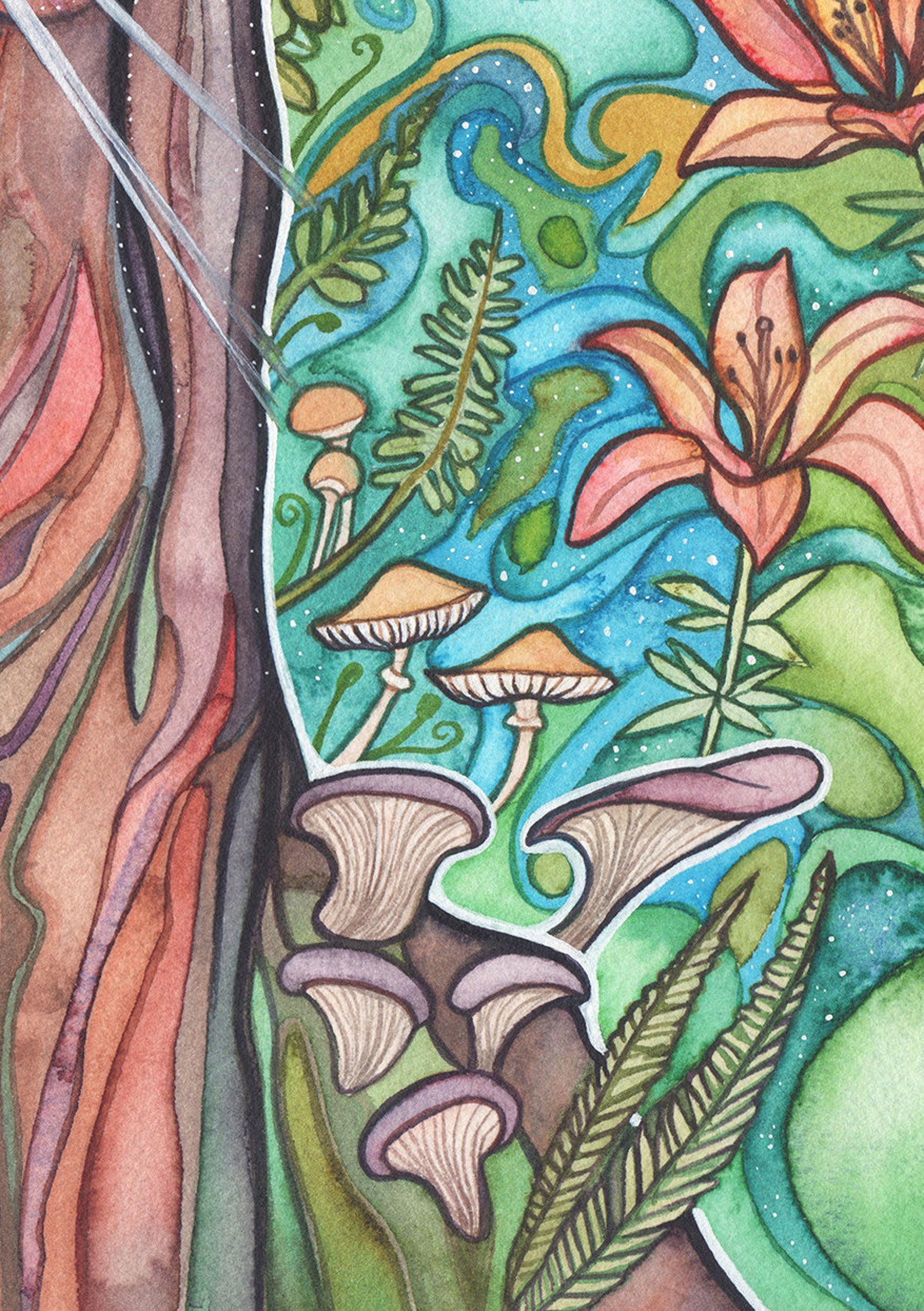 Awakening Print of Beautiful Watercolour Gaia Tree of Life - Etsy