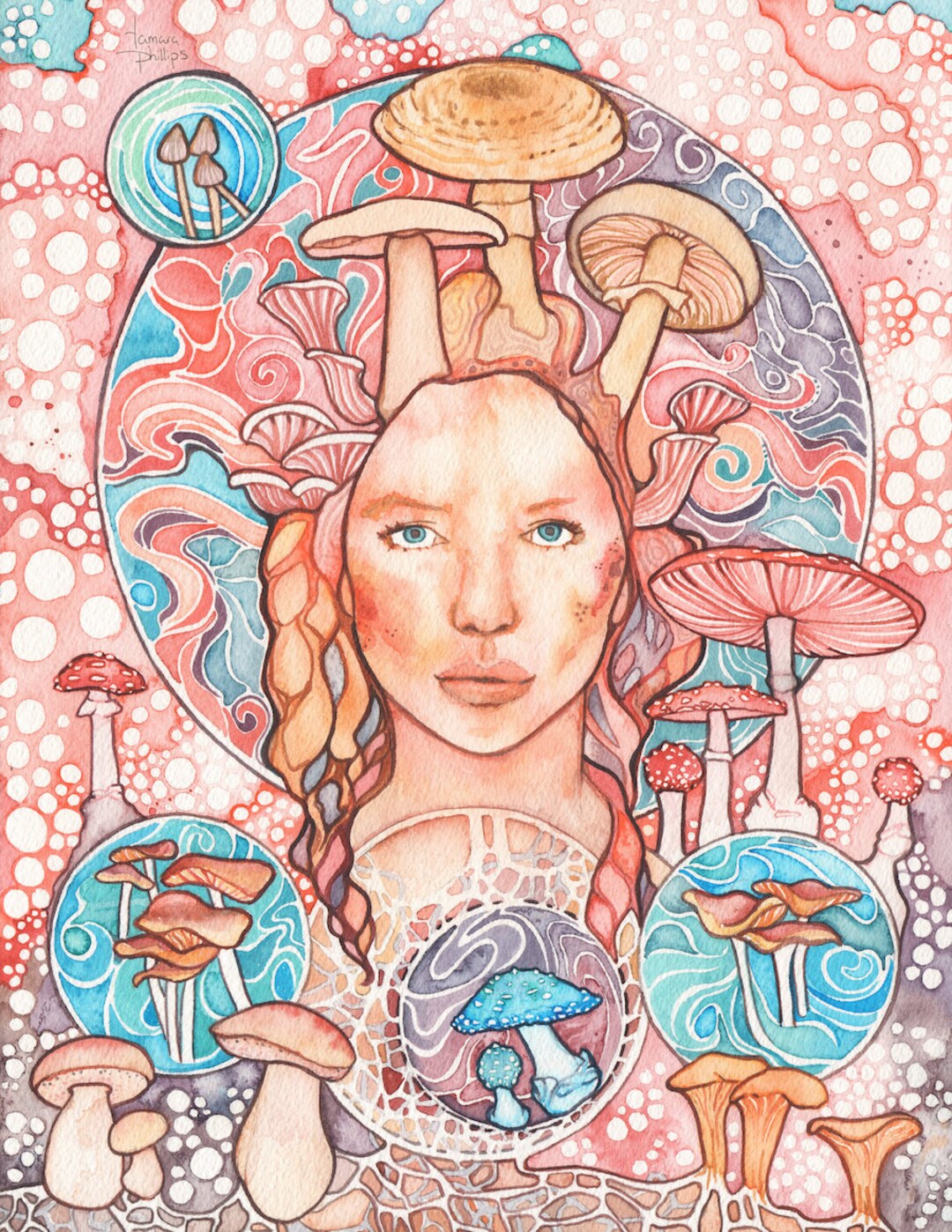 Mycelium's Daughter - Print of Beautiful Watercolour Artwork, Amanita ...