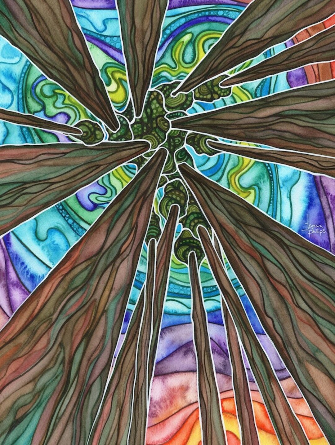 Sky Grove - Print of Beautiful Trees in a Magical Sky Forest, Ancient ...