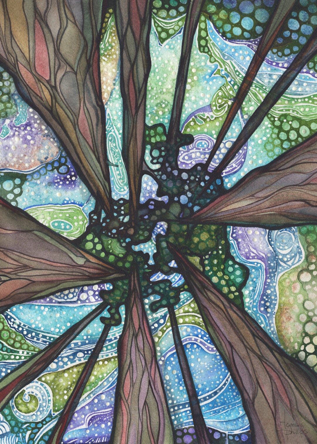 Beneath Magic - Print of Ancient Giant Sequoia Redwoods Trees Painting ...