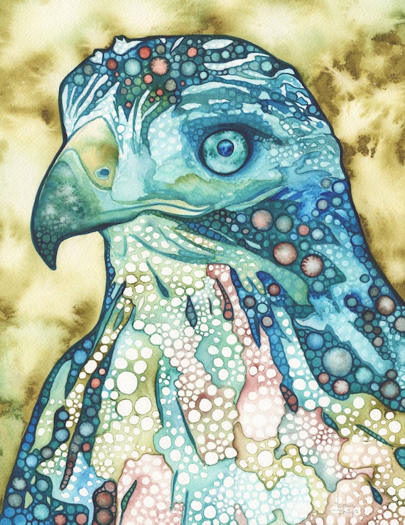 Hawk Print of Watercolour Hawk Powerful Bird of Prey | Etsy