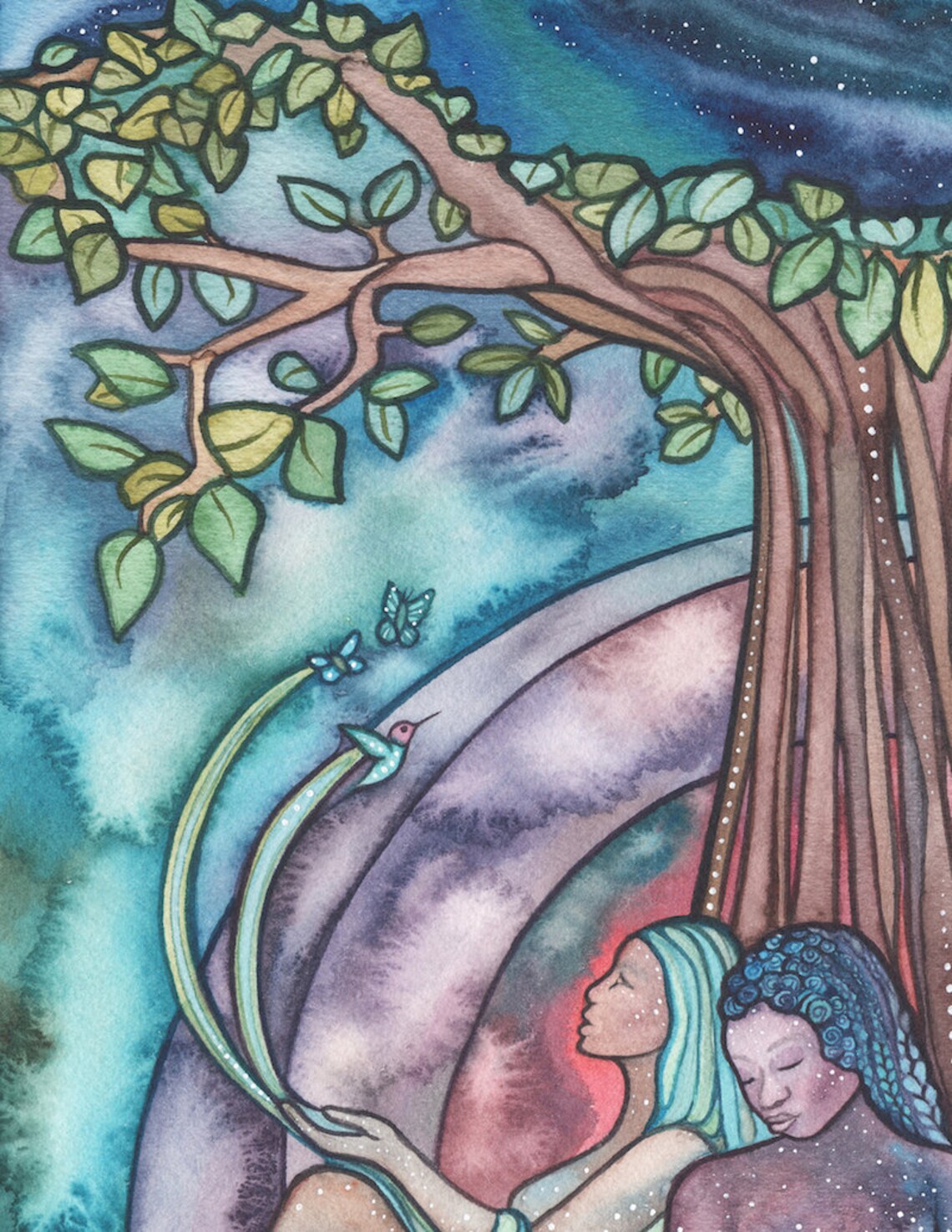 Spirit Weavers - Print of Beautiful Watercolour, Tree of Life Sisters ...