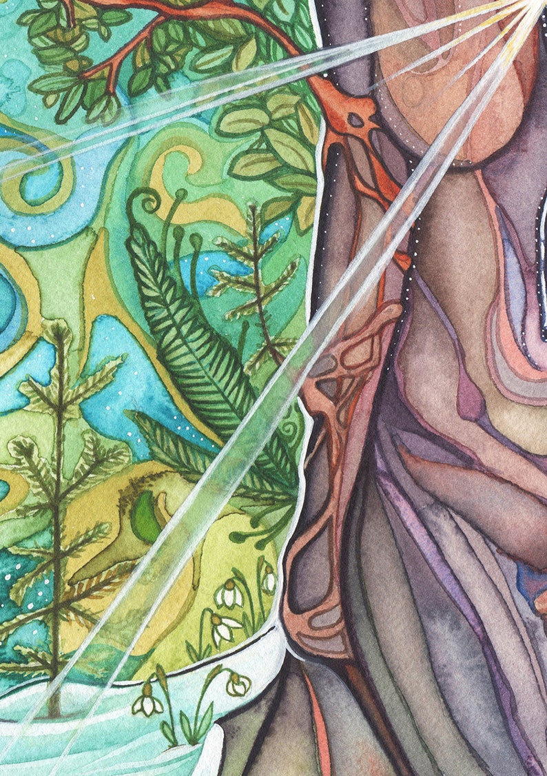 Awakening Print of Beautiful Watercolour Gaia Tree of Life | Etsy