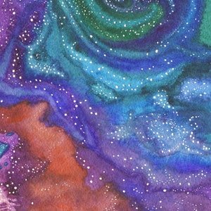 Star Water - Watercolour Print of Original Painting, Milky Way, Ocean ...