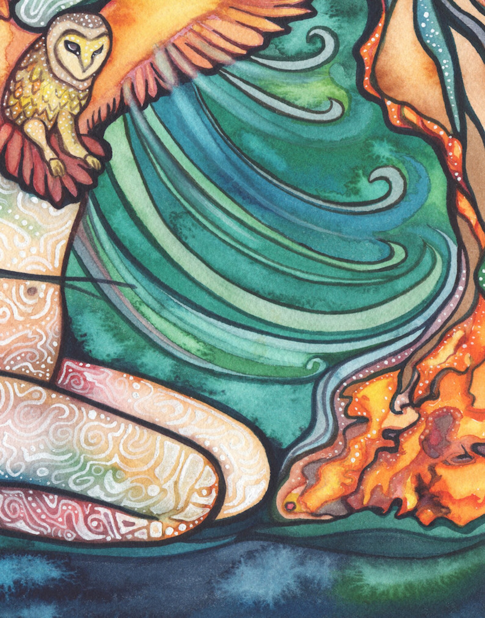 Fanning the Flame - Print of Watercolour Artwork Ethereal Whimsical ...