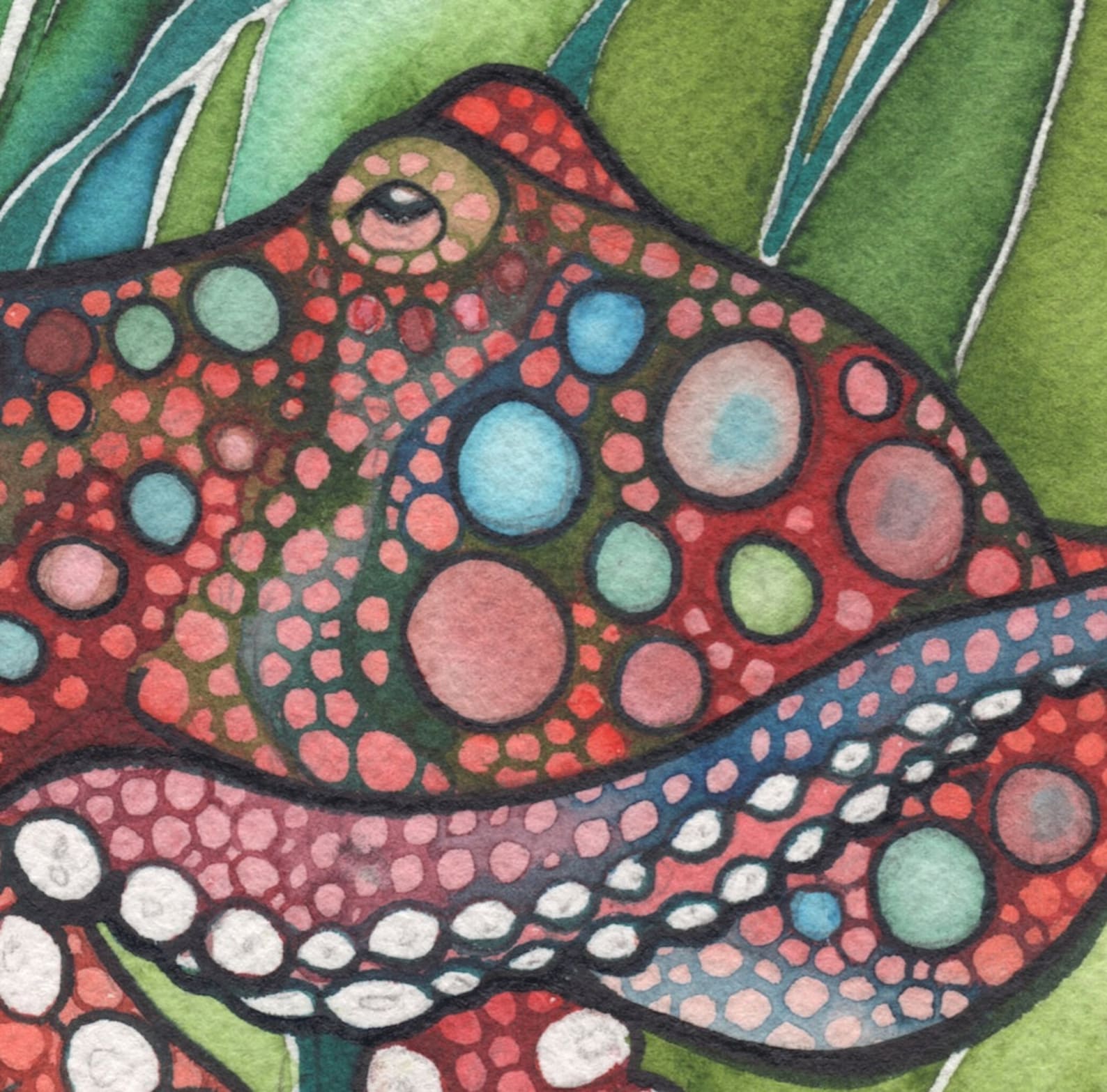 Red OCTOPUS print of Stunning Octopus in a Sea of Grass Green - Etsy Canada