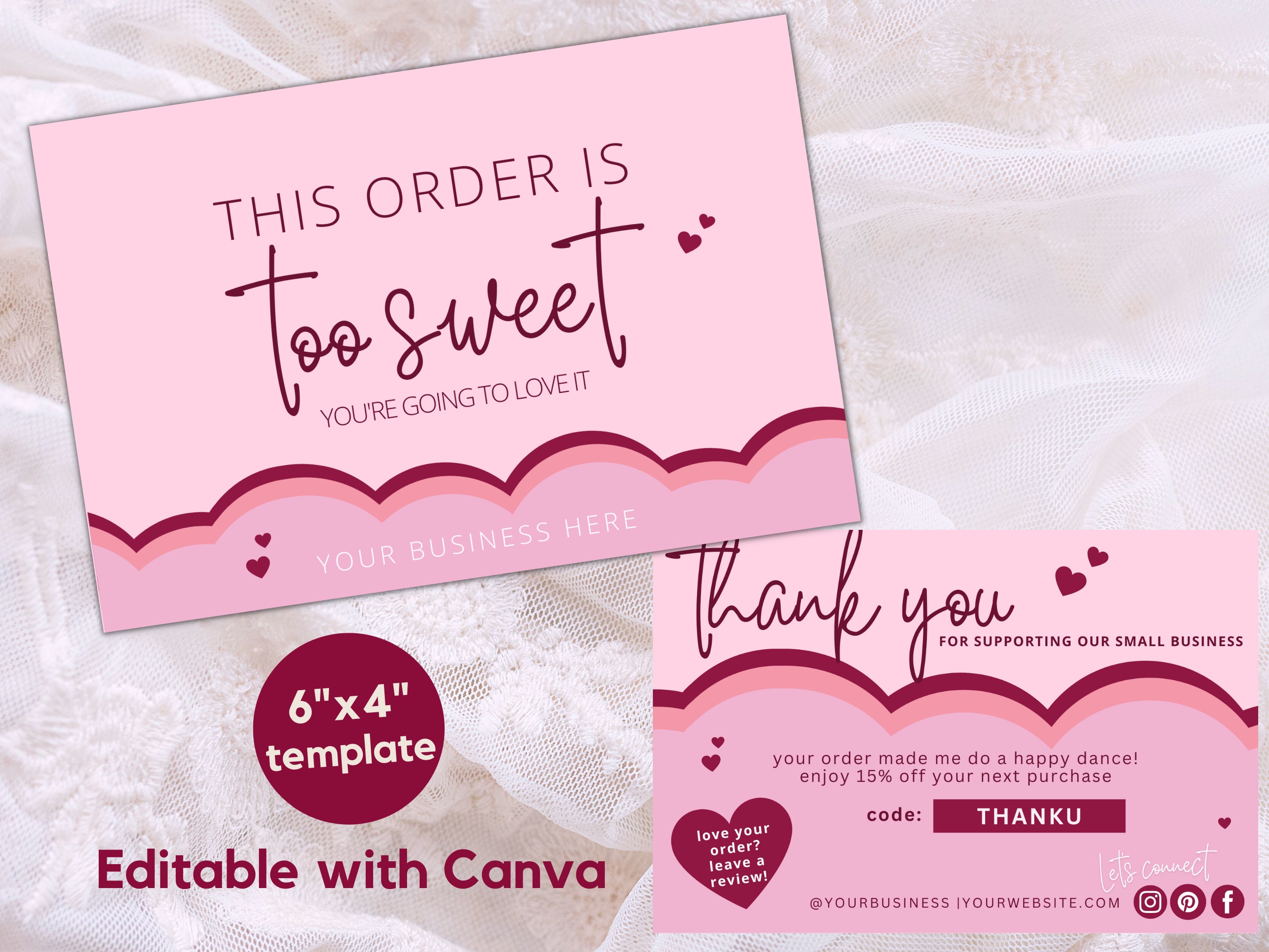 Thank You Package Insert - Editable Template Thank You Cards - Small ...