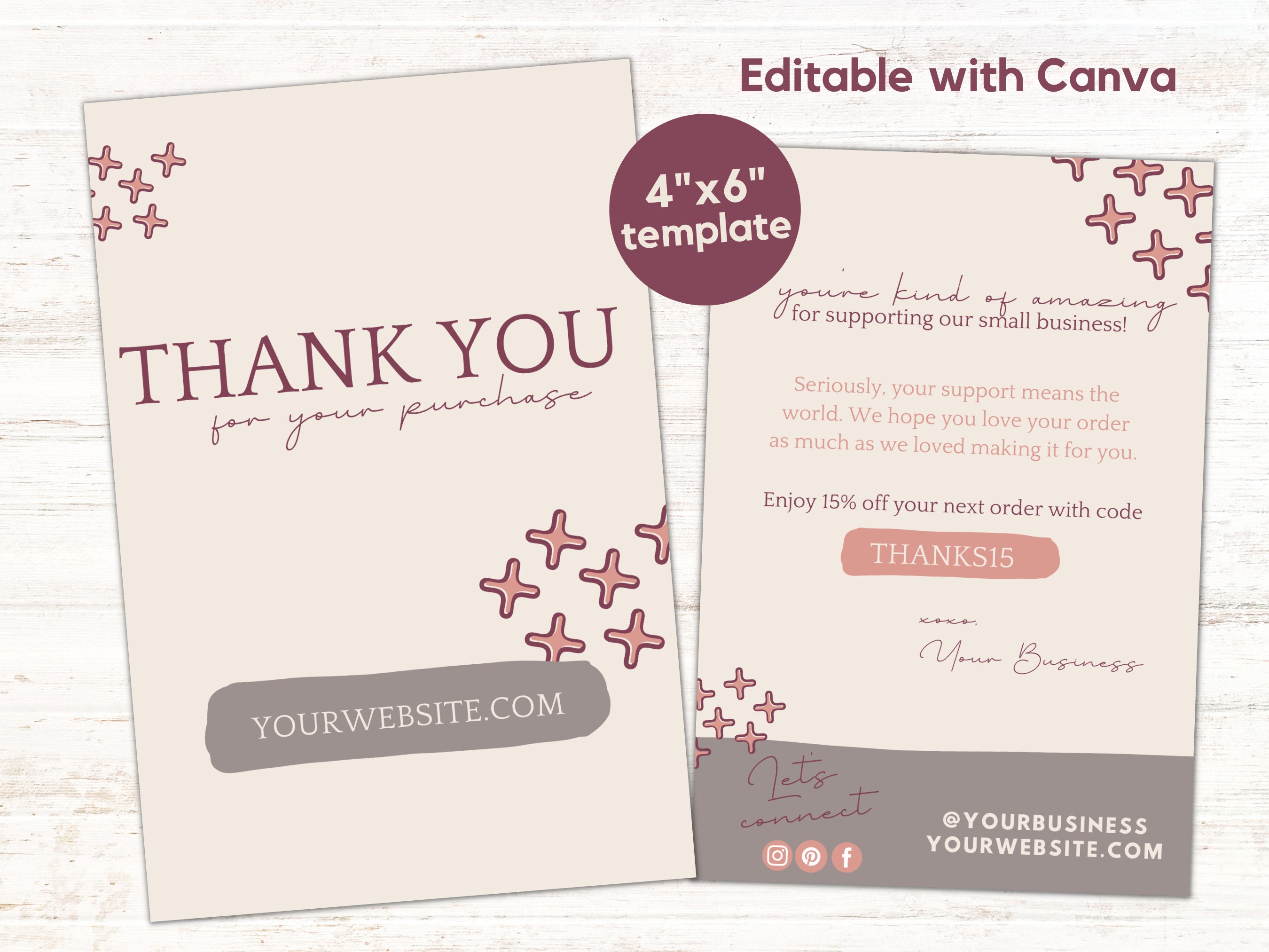 Editable Template Thank You Cards Small Business Customer - Etsy